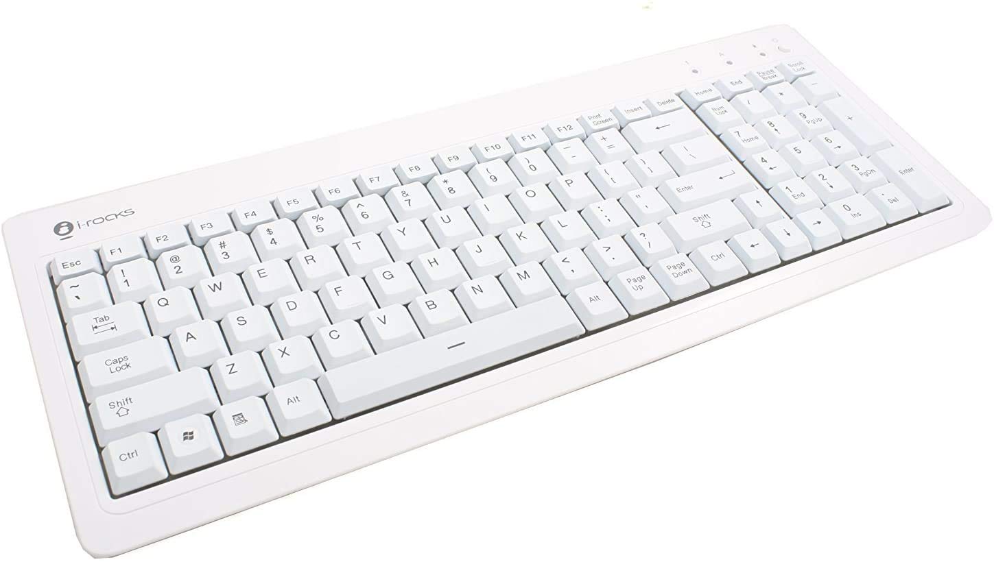 i-rocks KR-6820E Wired Compact Keyboard, Compact Sized, Soft Orange Backlight Keys, 104 Keys - White