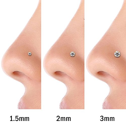I1 1.5mm 0.015ct. t.w. Diamond Flush Bezel Set Diamond 14K Rose Gold Twist Nose Ring 18G