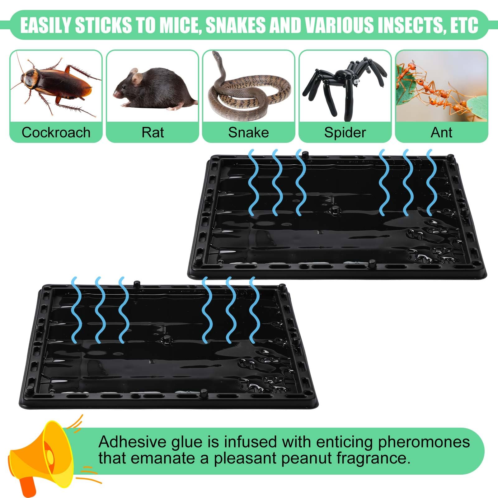 Qualirey 18 Pcs Jumbo Rat Mouse Glue Traps 10" x 10.8" Large Glue Mouse Traps Peanut Taste Pheromone Mouse Traps Snake Mouse Sticky Trap for House Warehouse Indoor Outdoor, Child Pet Friendly
