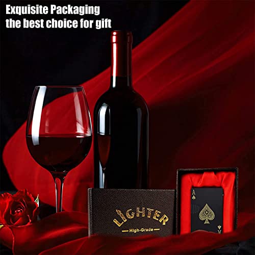 Jet Torch Lighter, Red Flame Ace Card Lighter Refillable Butane Playing Card Lighter, Exquisite Packaging, Windproof Lighters, Cool Lighter for Men, Candle, Camping, Birthday