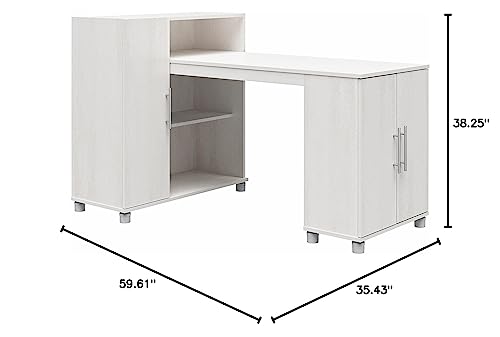 SystemBuild Evolution Camberly Hobby & Craft Desk w/Storage Cabinet in Ivory Oak
