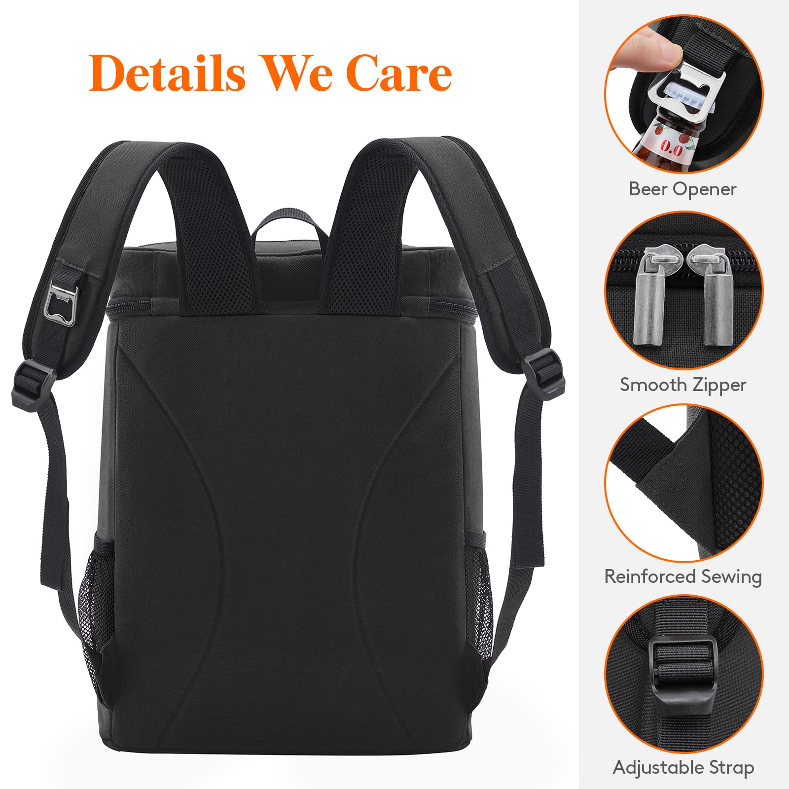 Lifewit 30 Cans Backpack Cooler, Black, 22L Capacity, Insulated, Waterproof, Leakproof, Multiple Pockets, Suitable for Outdoor Activities