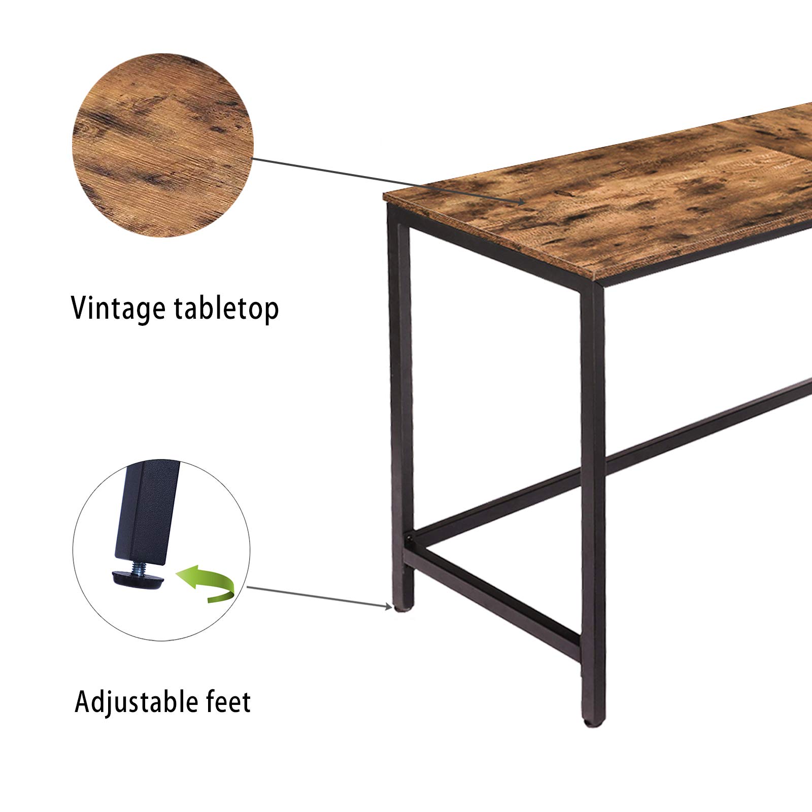 HOOBRO L-Shaped Computer Desk, Industrial Corner Writing Desk, Large PC Laptop Study Table Workstation for Home Office, Space-Saving, Sturdy Metal Frame, Rustic Brown BF30DN01