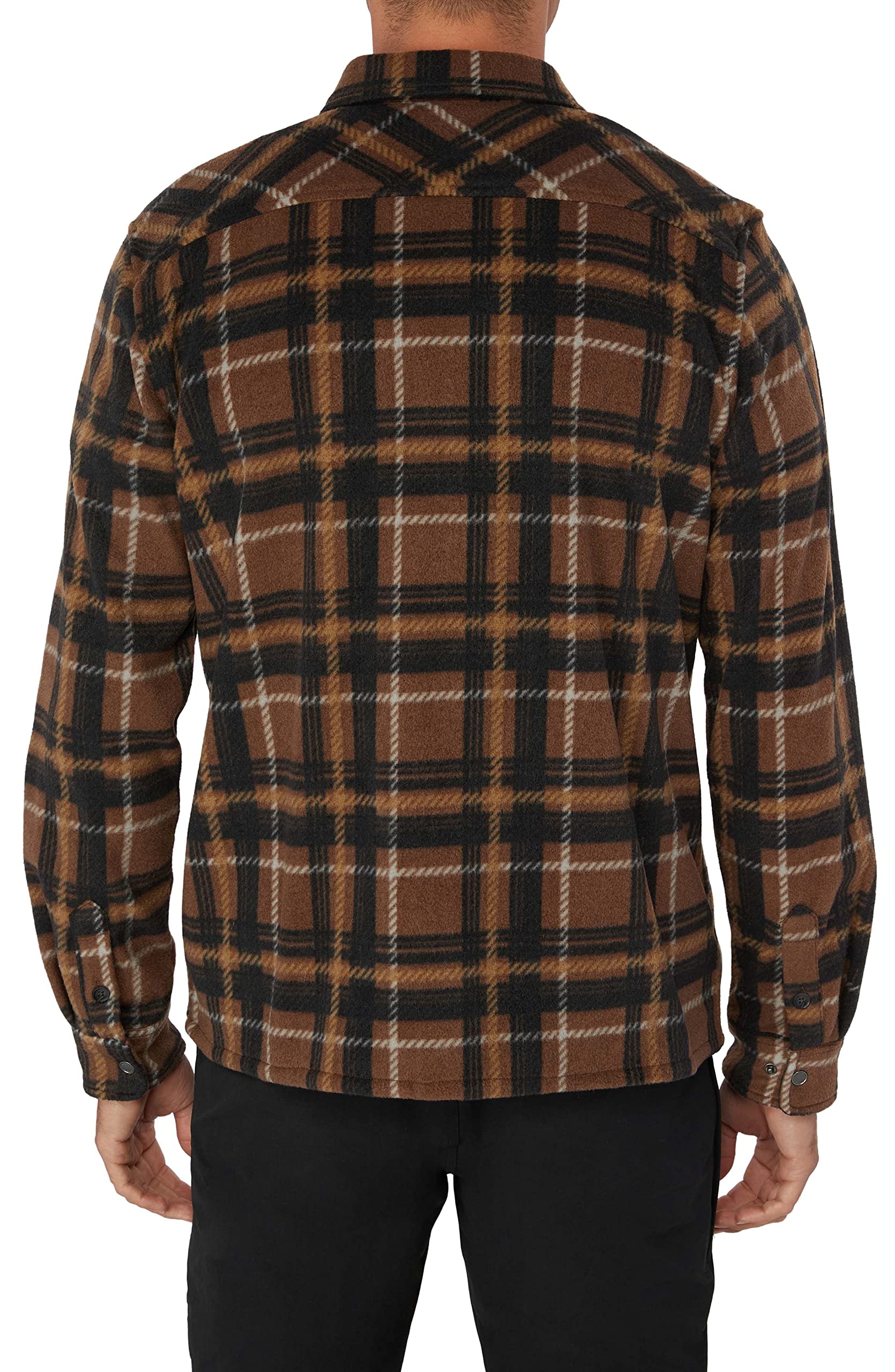 O'NEILL Men's Glacier Superfleece Flannel - Long Sleeve Flannel Shirt for Men - Casual Button-Up Shirt,Black | Glacier Peak,M