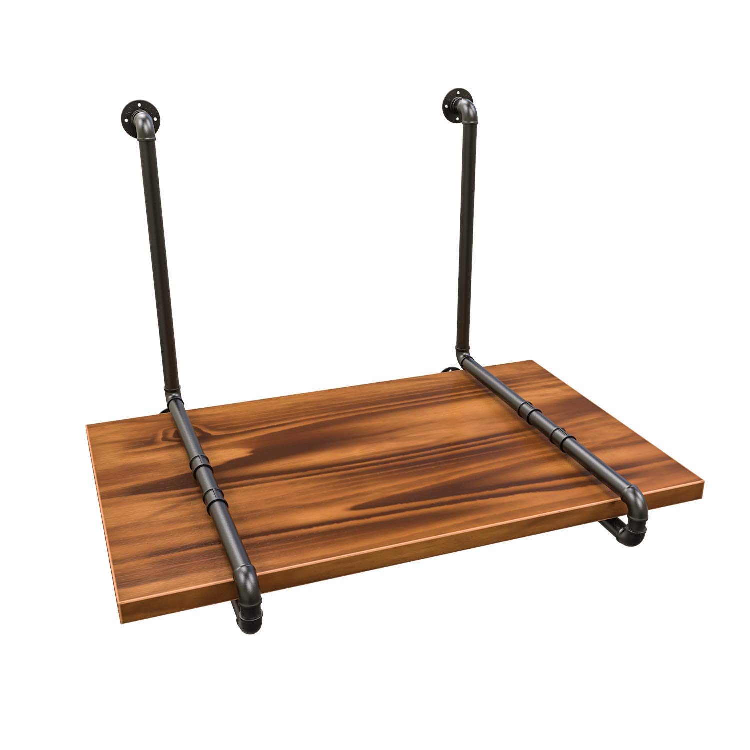 Industrial Rustic Pipe Wall Mounted Table Desk,Kitchen Dining Table,Solid Wood Table,Floating Home Office Workstation Computer Desk with Storage Shelves,Trestle Desk - MZGH ISLAN (#10-47.2L in)