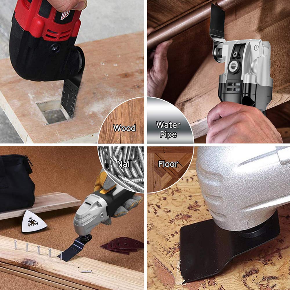 HOTBEST 108 Pcs Wood/Metal Oscillating Multi Tool Saw Blades Accessories Kit Quick Release Multitool Kits Fits for Fein, Black&Decker Chicago Ryobi Milwaukee Craftsman