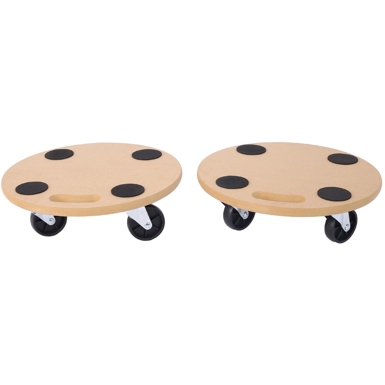 Heavy Duty Furniture Moving Dolly, Wood Rolling Mover with Wheels for Piano, Couch, Fridge, Heavy Items - Securely Holds 500 Lbs (2pcs 15" Round Platform), Black