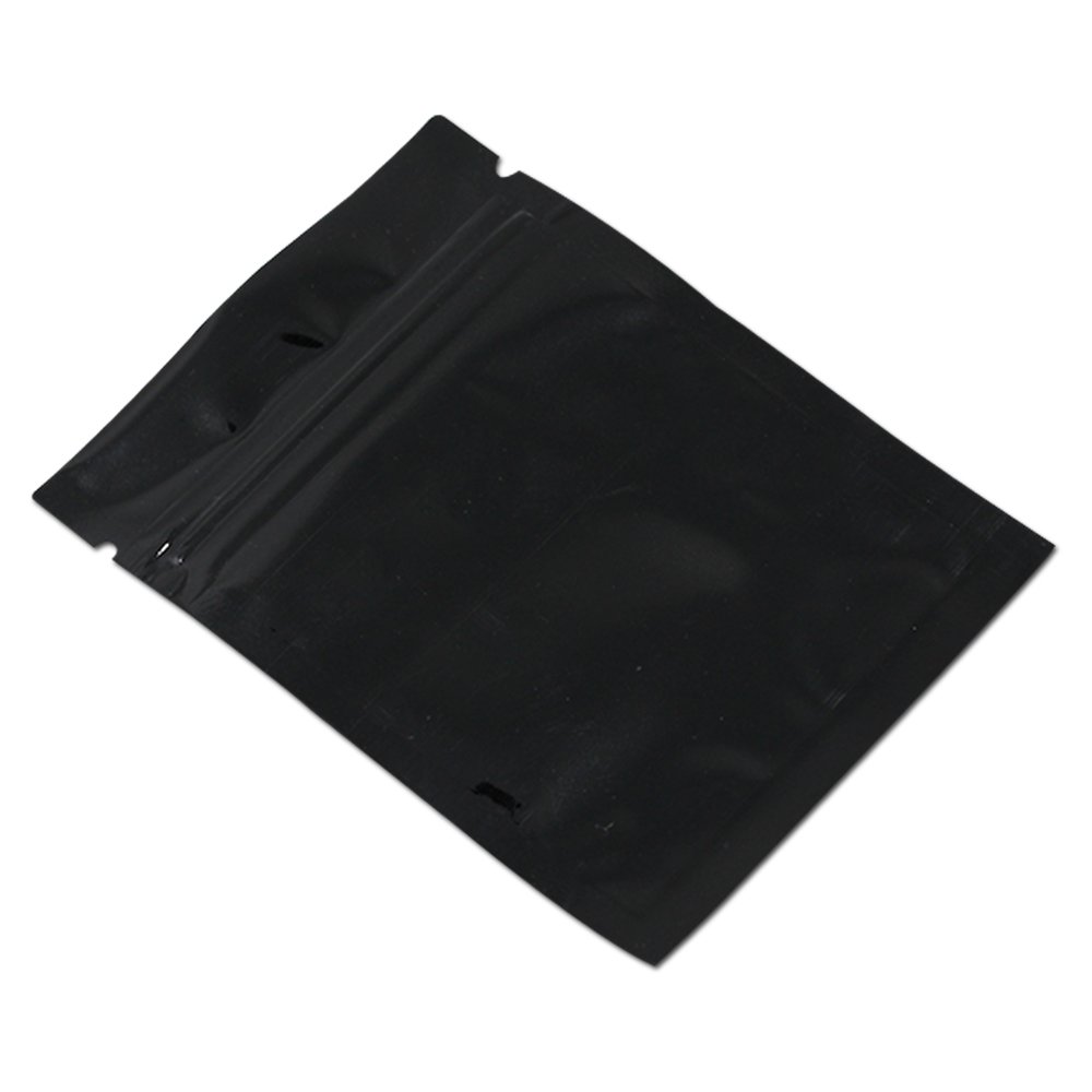 MITOB Mylar Bags for Zip Reusable Small Aluminum Foil Lock Package Bag Candy DIY Chocolate Coffee Nut Food Long Term Storage Zipper Lock Packaging Bag with Tear Notch (Black, 2.3x3.1 inch)