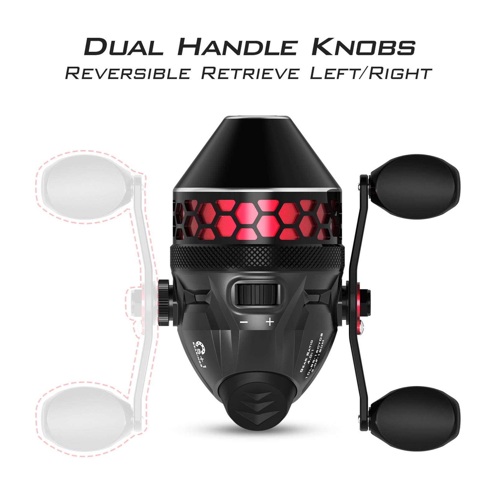 KastKing Brutus Spincast Fishing Reel,Reversible Handle for Left or Right Casting.