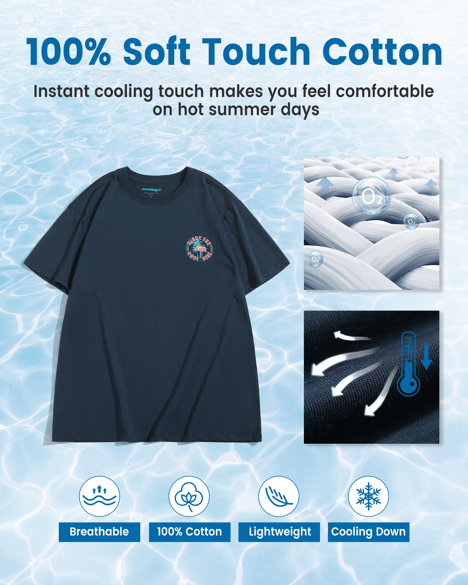 maamgic Mens Graphic T-Shirts Soft Cooling Touch Tees with Pocket