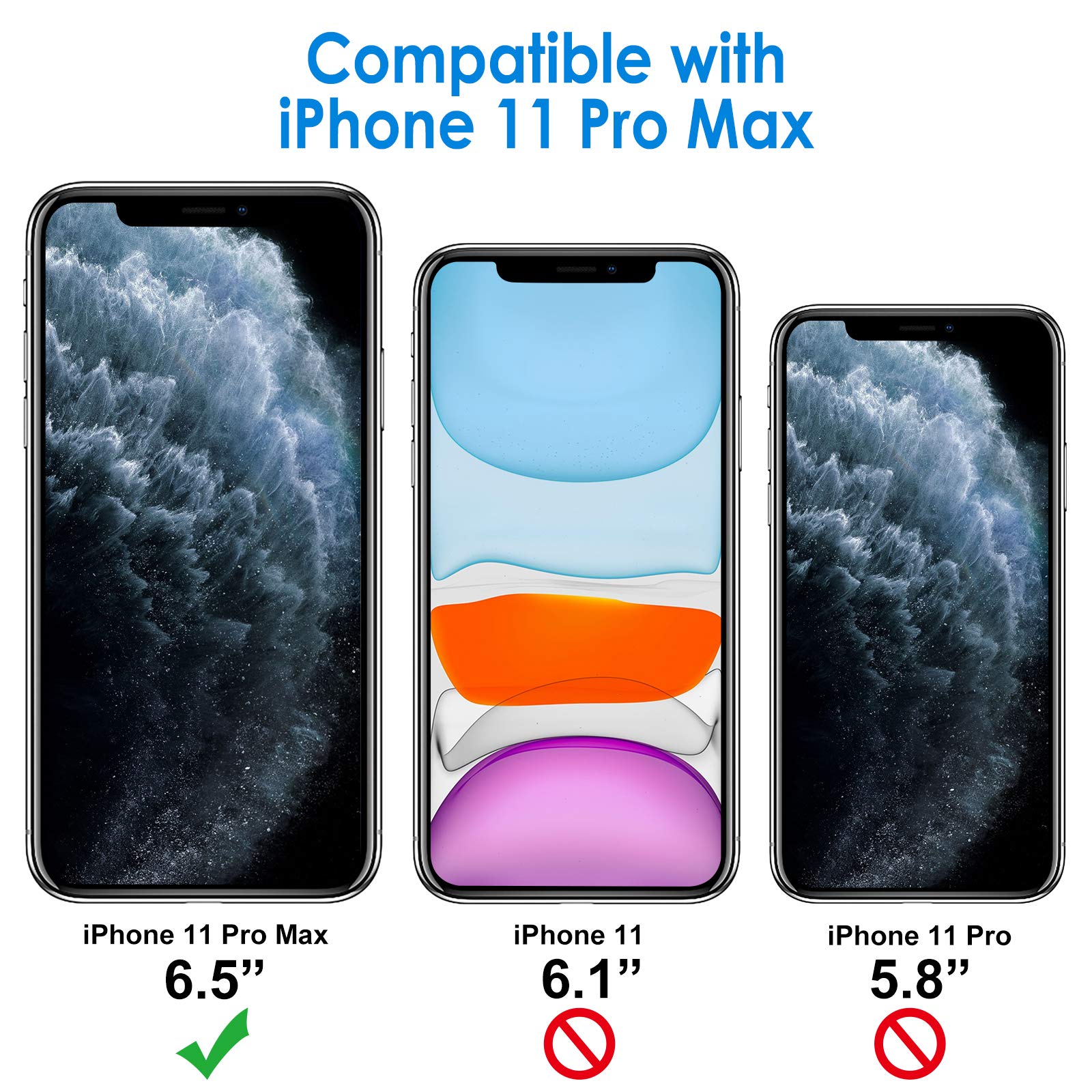 JETech Case for iPhone 11 Pro Max 6.5-Inch, Non-Yellowing Shockproof Phone Bumper Cover, Anti-Scratch Clear Back (Clear)