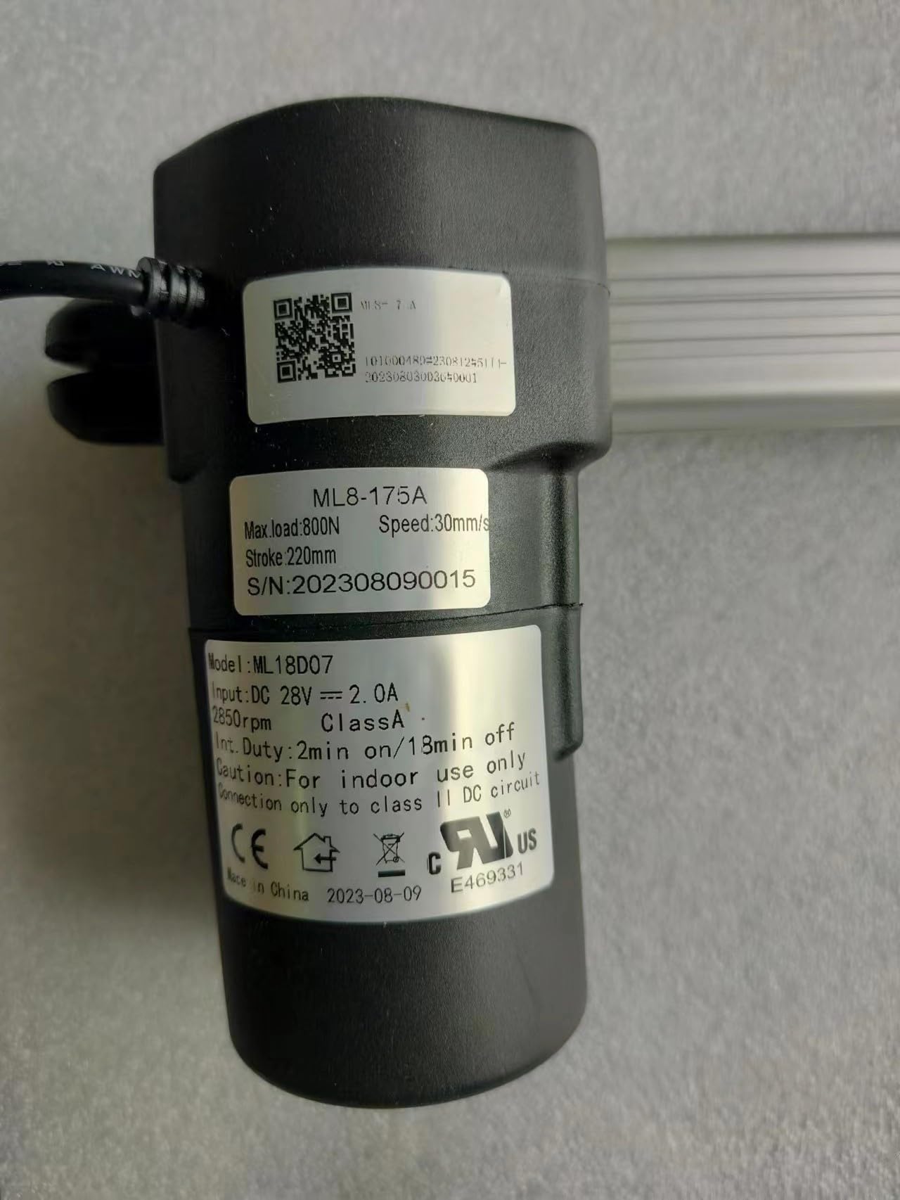 Kroshine Power Recliner Motor Replacement with Cord Model ML8-175 ML8-175A Linear Actuator for Sofa Lift Chair Couch Massage Seat Bed, Aluminum