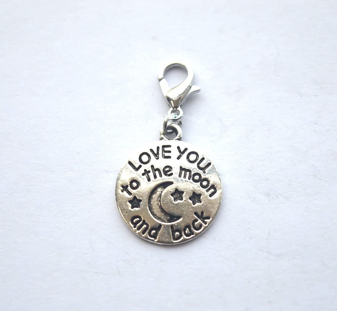 I Love You to The Moon and Back Charm,Charm Dangle,Zipper Pull,Handmade Zipper Pull,Charm, Planner Charm, Charm Bracelet, Purse Charms Backpack Charm, Zipper Charm