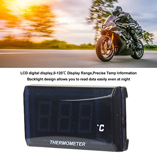 Motorcycle Water Temperature Meter, Ultru Thin LCD Water Temperature Gauge 0℃ to 120℃ Digital Display with 18mm Sensor Adapter for Modification (Green Backlight)