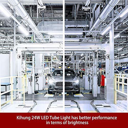 Kihung T8 LED Bulbs 4 Foot Type B Dual-Ended Power, Compatible with T8 T10 T12 Tubes, Remove Ballast, G13 Base, 24W 3120LM 6000K Daylight White, 4ft Led Light Bulbs Replacement, 4-Pack