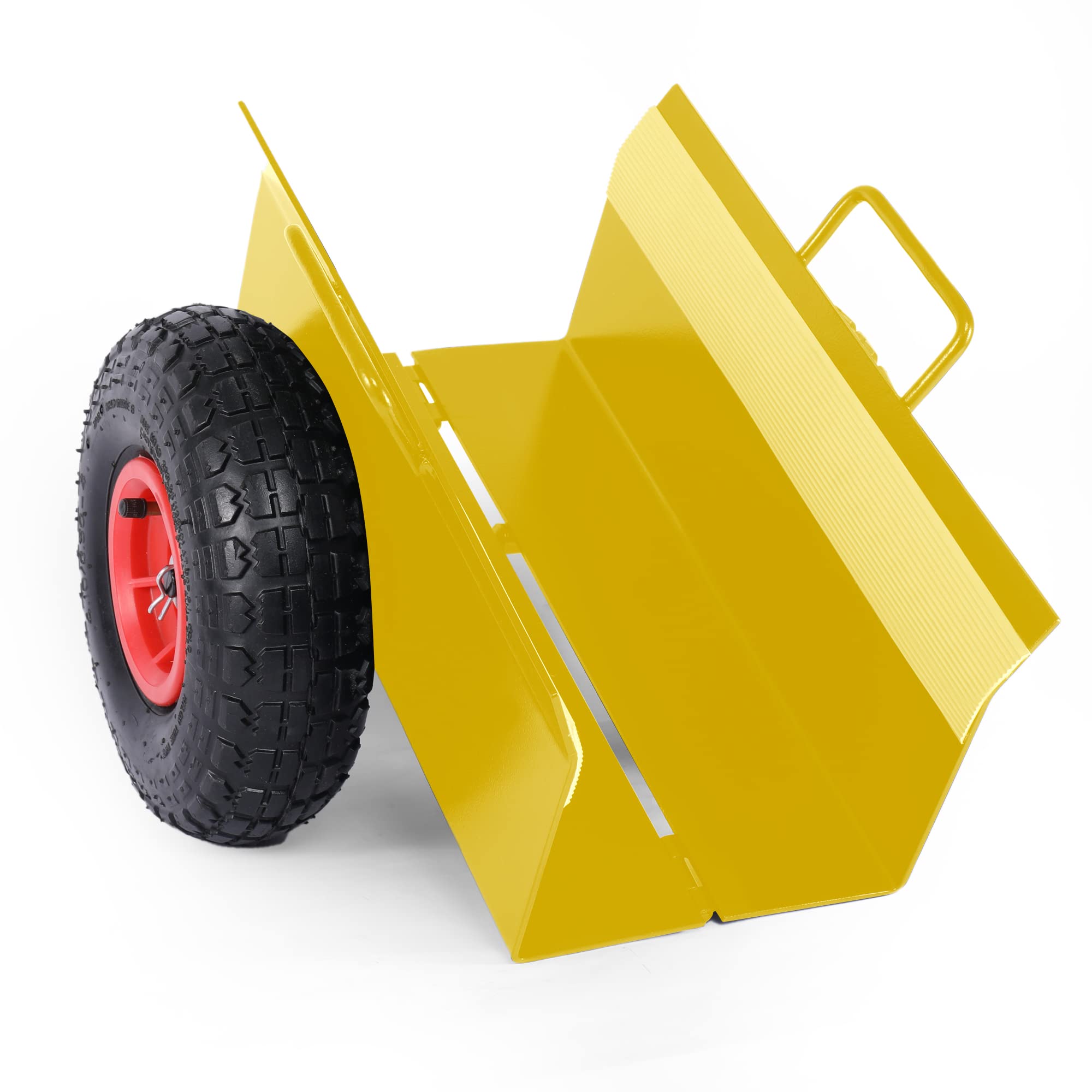 Heavy Duty Panel Dolly, Extended Model Slab Dolly w/Handle & 2 10" Pneumatic Wheels 600LBS Capacity for Drywall Sheet Heavy Appliance & Material Handling All Terrain Moving Cart Panel Dolly - Yellow