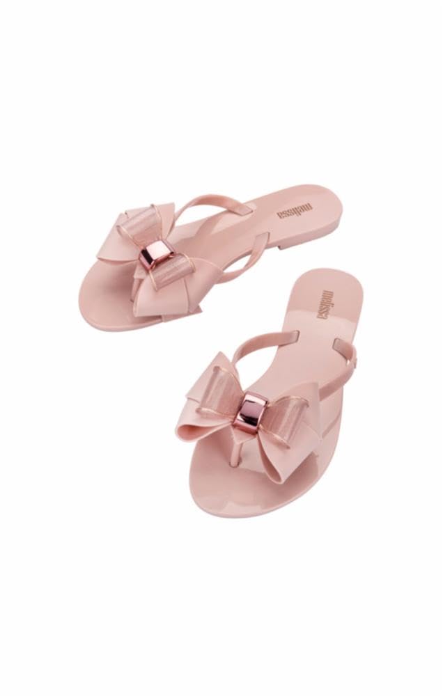 Melissa Womens Harmonic Fab Bow Flats Sandals Natural 6.5