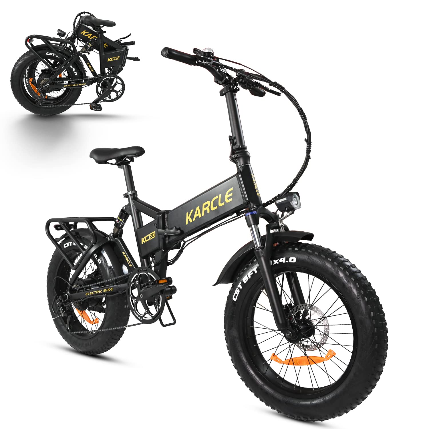 Karcle Electric Bike, 20” Fat Tire Folding Ebike 750W 32mhp Maximum Speed, 80 Miles Maximum Endurance, 7 Speed Gear Mountain Foldable Electric Bicycle for Adults