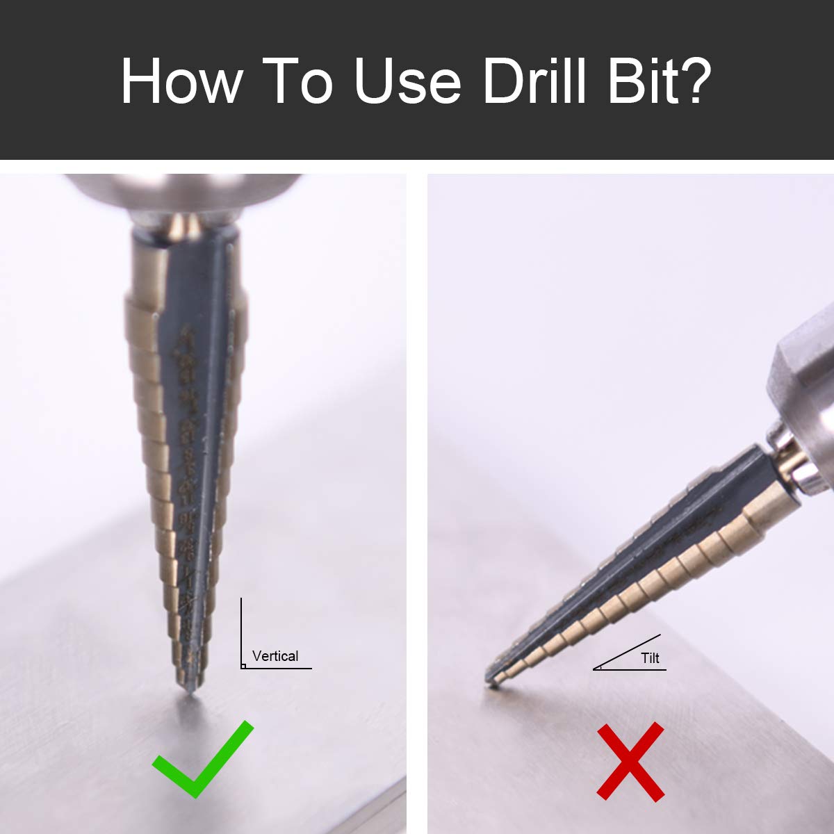 HYCLAT 5PCS Step Drill Bit Set | Titanium High-Speed Steel (HSS) Stepper Cone Drill Bit | Covering 50 Sizes(1/8''-1 3/8''), 135 Degree Point, with Aluminum Case