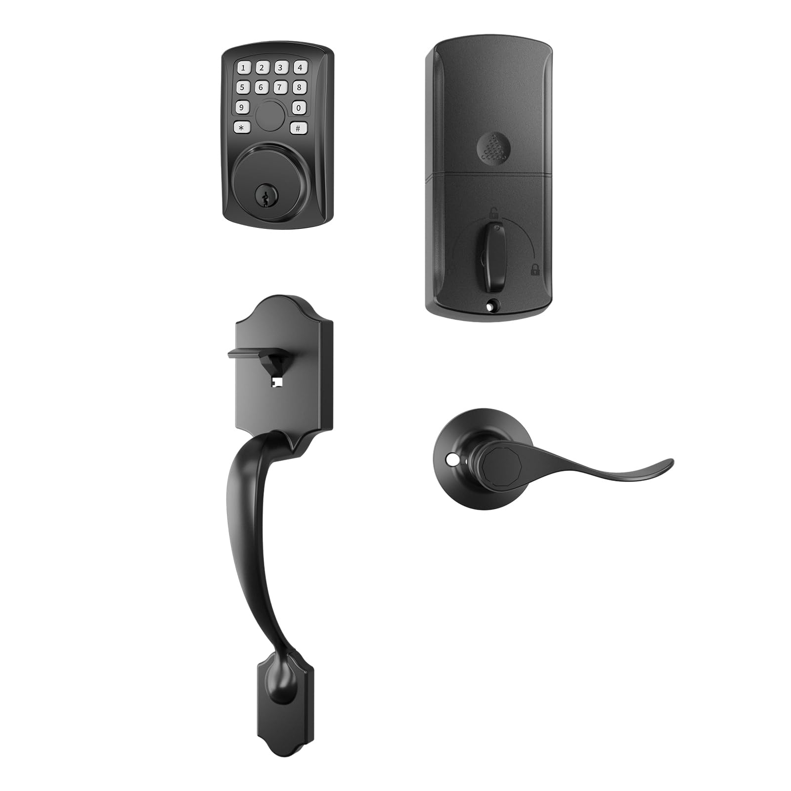 HIDALIFE Keyless Entry Door Lock Set, Deadbolt Smart Lock, Electronic Keypad Deadbolt with Shelby Lever for Front Door, Office, Apartment, Easy-Installation, Auto Lock- Matte Black