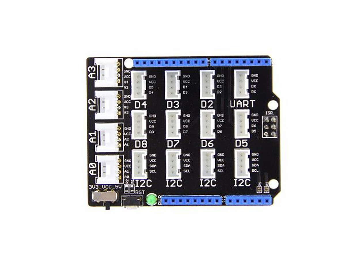 Iunius Seeed Studio Base Shield V2 with 16 Grove Connectors Analog Digital UART I2C for Sensors and LEDs Onboard Power Toggle Switch