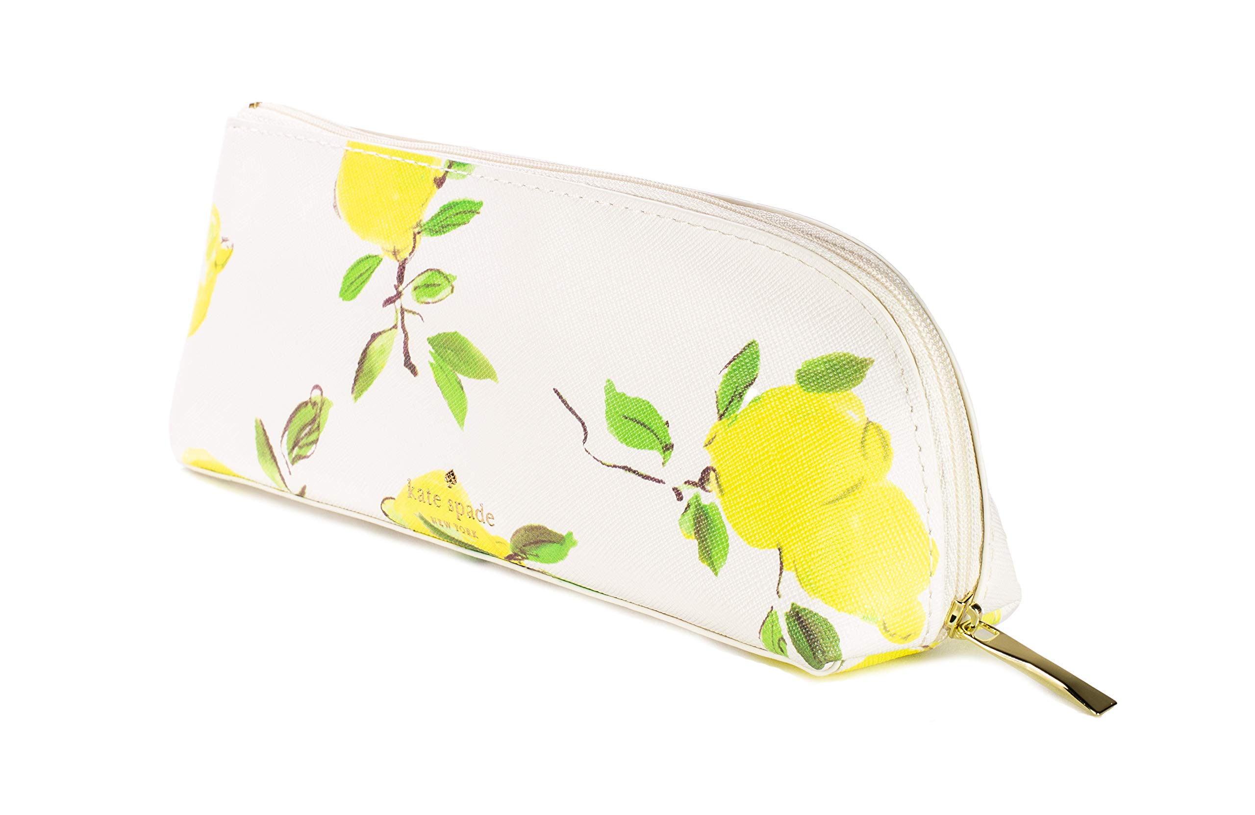 Kate Spade New York Pen and Pencil Case with Ruler, Sharpener, and Eraser, Zipper Pouch Organizer for Office Supplies, Lemons
