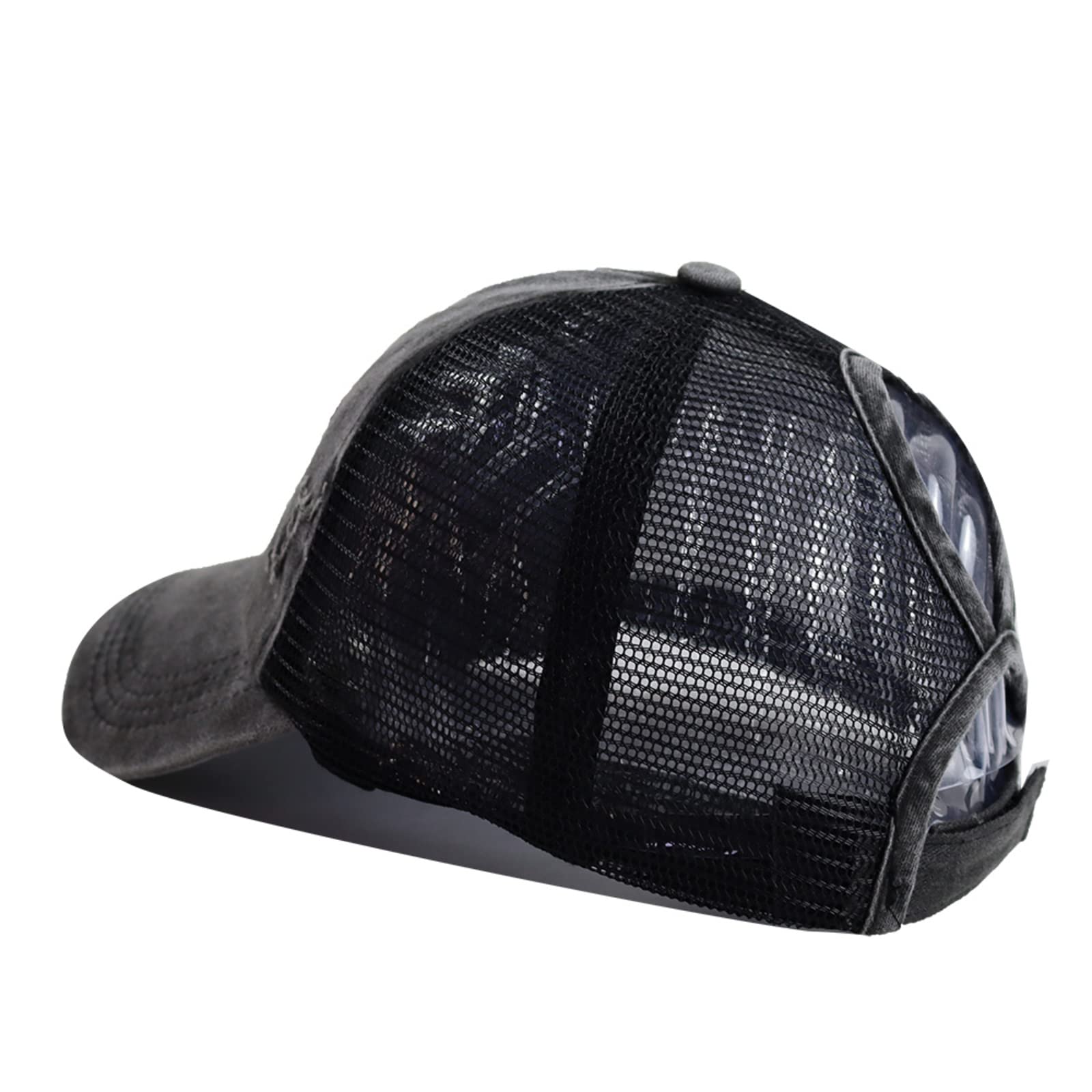 OASCUVER Women's Mama Bear Hat Messy High Buns Ponytail Adjustable Mesh Trucker Baseball Cap Black