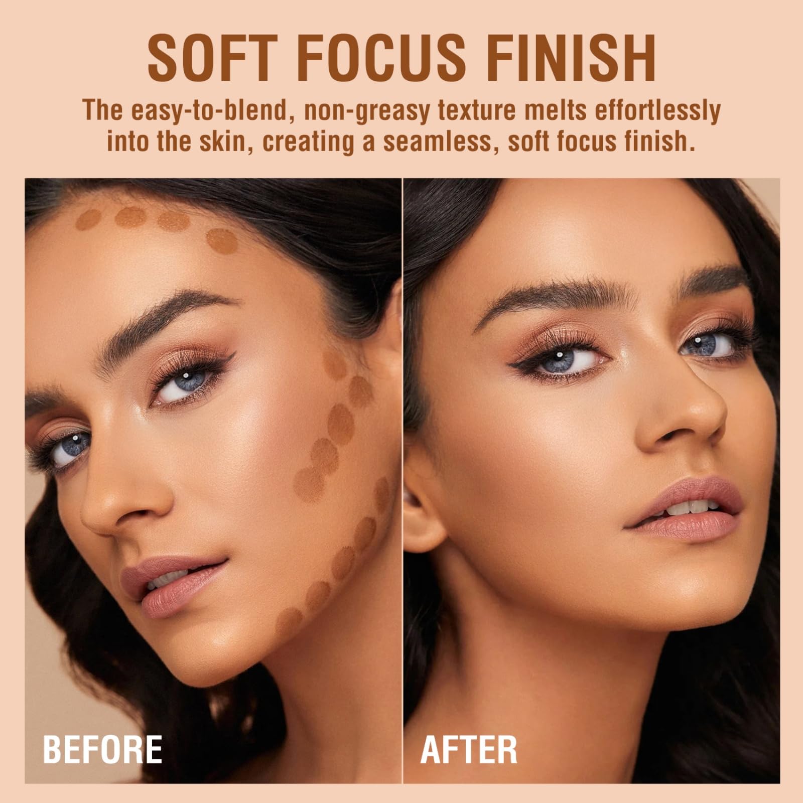 Hotiary Liquid Contour, Soft Cream Contour Makeup, Liquid Face Concealer Matte Cool Toned Bronzer with Cushion Applicator, Silky Face Contour Stick Long-lasting Creamy for Contouring Makeup (Soft Tan)