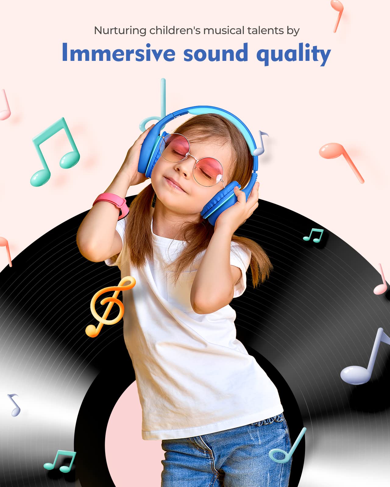 Kids Headphones with Microphone, KLYLOP Wired Headphone Over-Ear for Kids for School, 85/94dB Volume Limiter, Girls Boys Headphones for Kid with Share Function, Foldable Headset for iPad Kindle Tablet