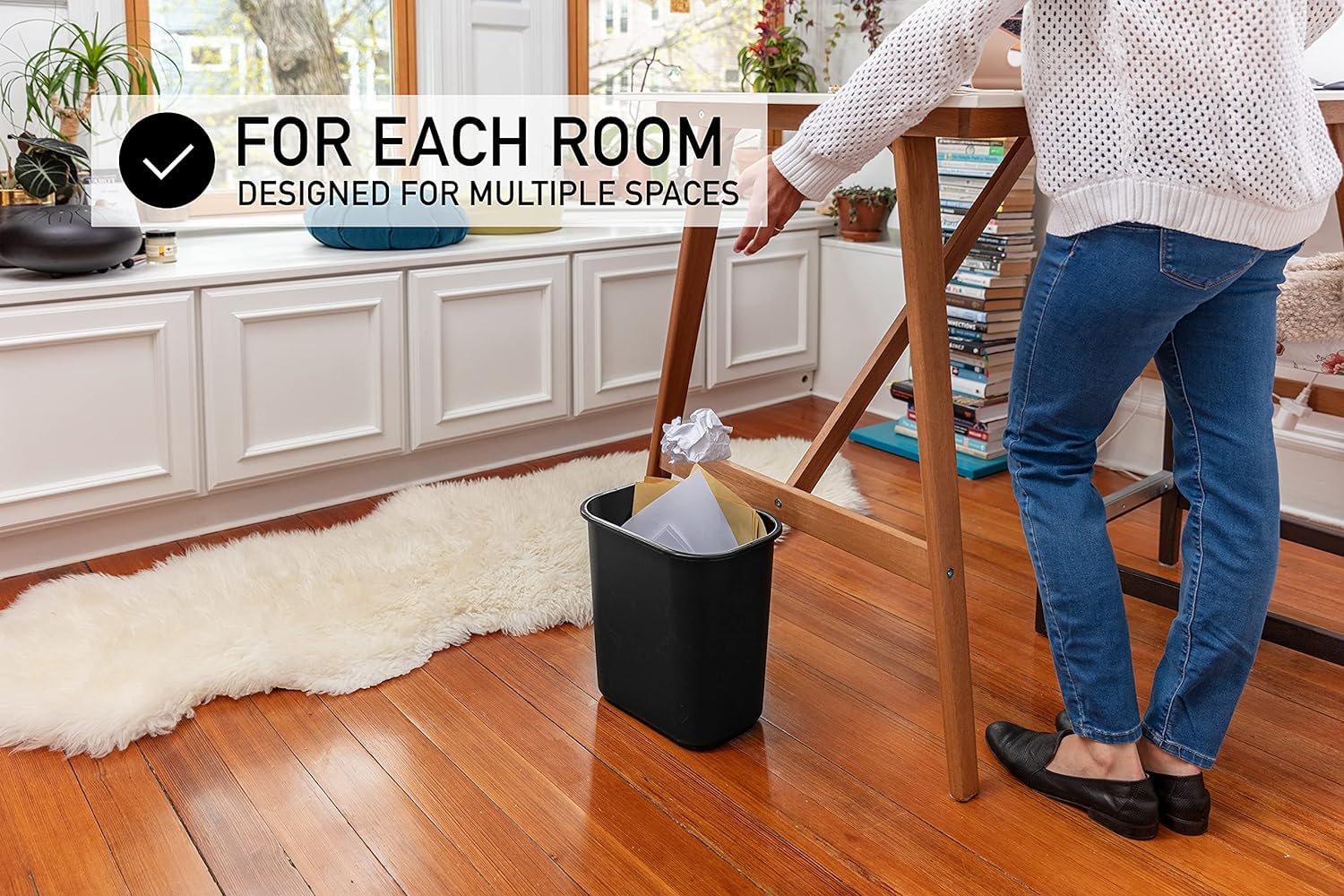 Trash Can/Open Top 7-Gallon Recycle Bins for Kitchen-Garbage,Dorm Trash Can Bins Fits Under Desk and Small Narrow Spaces in Kitchen Home Office and Dorm Easy to Clean Black (6 L)