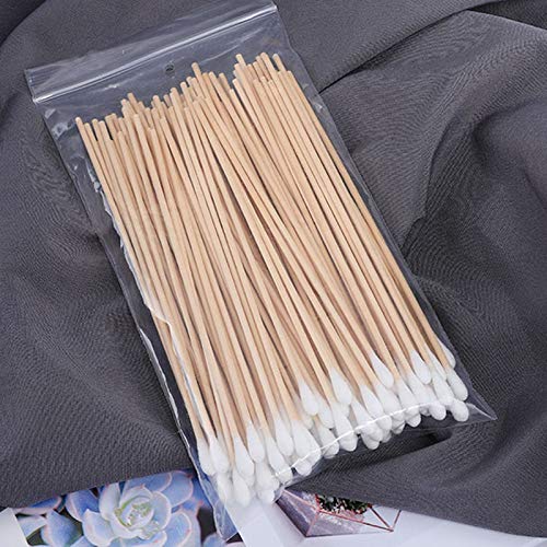 Organic Long q tips Cotton Swabs 6 inch with Thick Wooden Sticks 150 Pcs of Pack, qtips Cotton Swabs Pure Natural Bamboo Biodegradable, Single Head, q tips for ears, Makeup and Daily Use