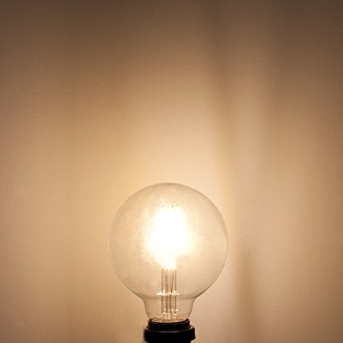 HERO-LED G30-DS-4W-WW27 Dimmable G30 E26/E27 4W Edison Globe Style LED Vintage Antique Filament Bulb, 40W Equivalent, Warm White 2700K, 4-Pack