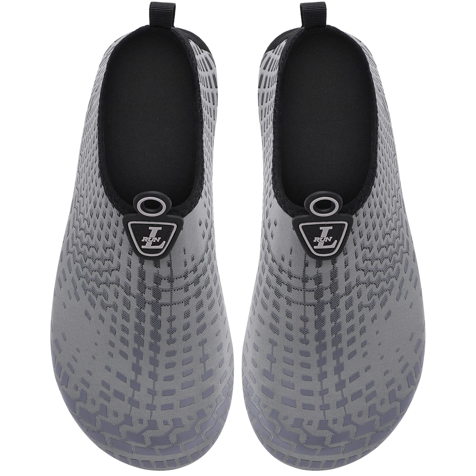 L-RUN Barefoot Water Shoes Men&Women Slip on Kayak Accessories Quick Dry Grey XXL(W:12-13,M:10-11)=EU43-44