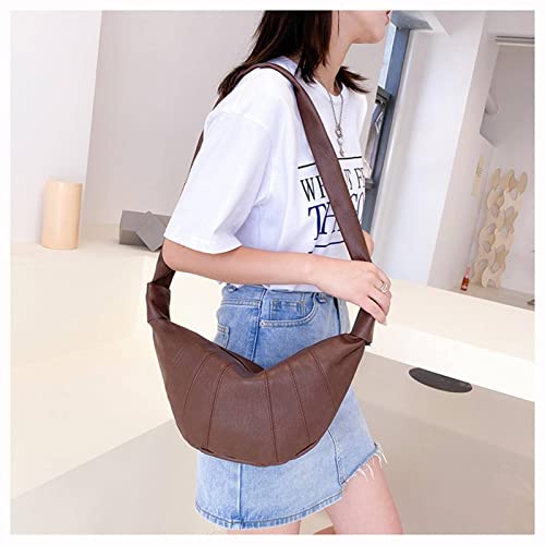 MBETA Dumpling Bag Women's Retro Shoulder Crossbody Waist Bag Korean Style Simple PU Large Capacity Croissant Chest Bag