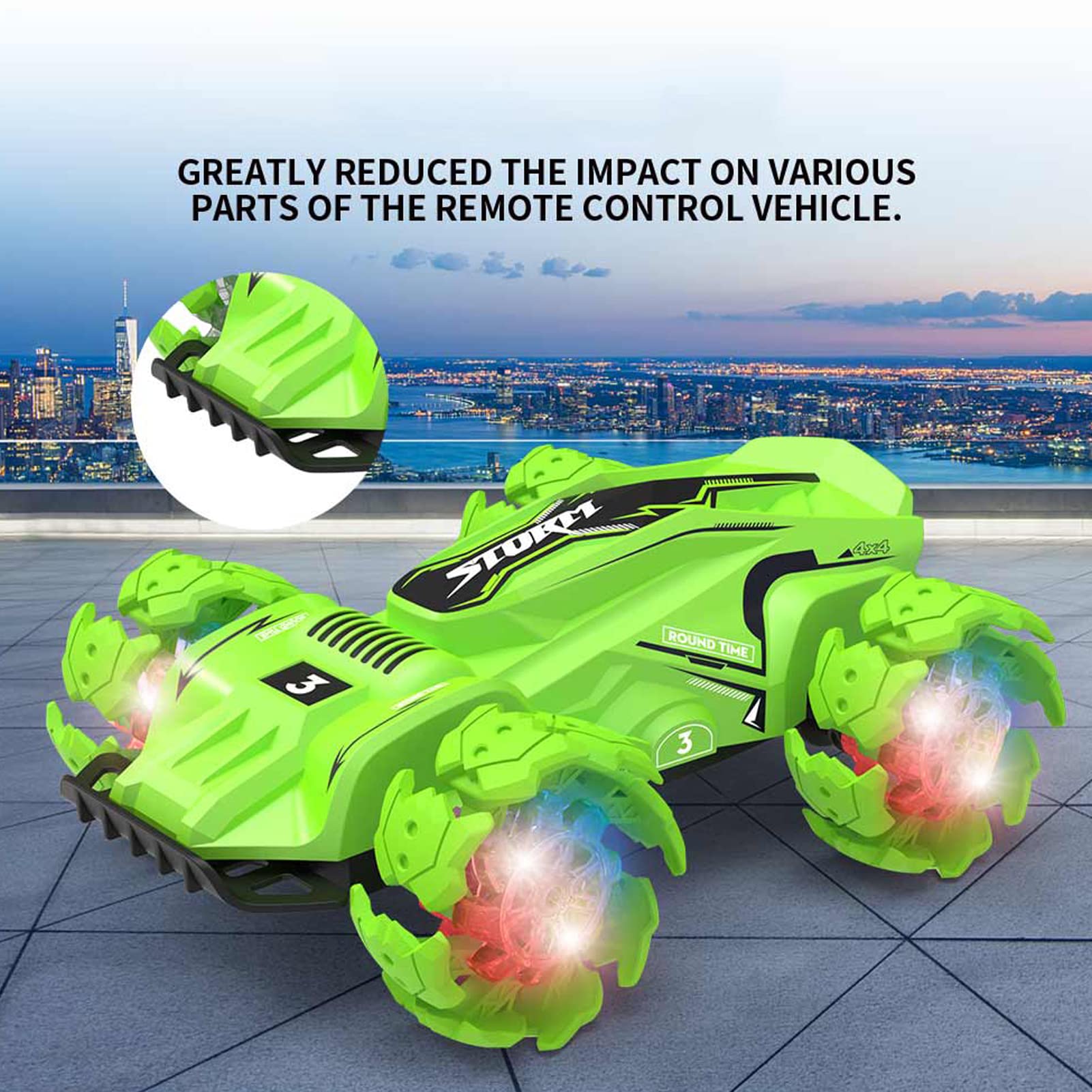 IKAYAA RC Stunt Car,2.4GHz Remote Control Car,RC Car Toy for Kids Boys,360 Degree Rotation with Light