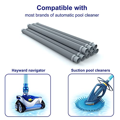 Poolvio Professional Swimming Pool Vacuum Cleaner Hose -1.5β 8 Piece Hoses for Pool Vacuum Extension/Replacement - Compatible with all Major Automatic Swimming Pool Cleaners