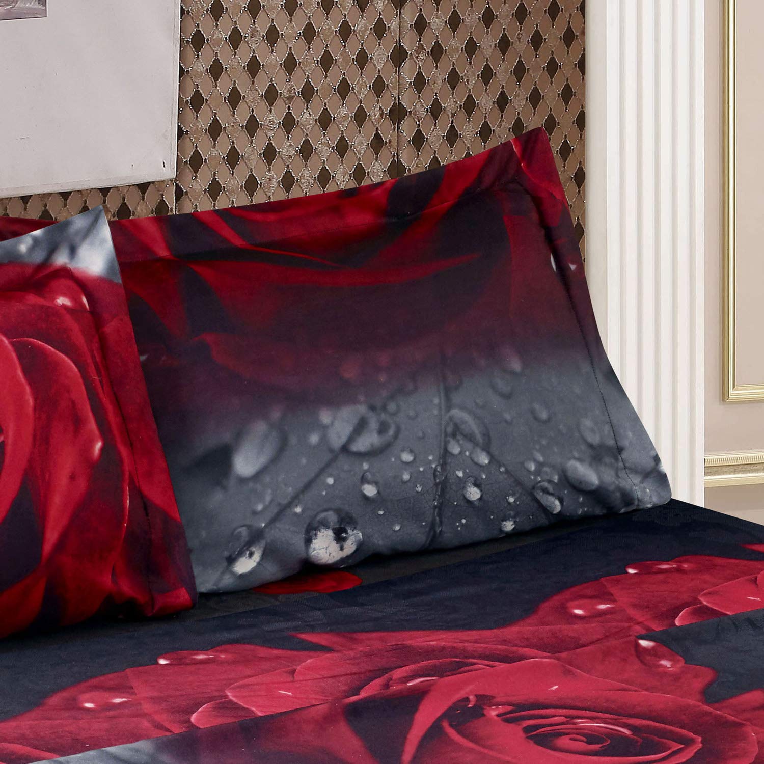 HIG 3D Bed Sheet Set - 4 Piece 3D Purple Butterfly Reactive Printed Sheet Set Queen Size (Y34) - Soft, Breathable, Fade Resistant - includes 1 Flat Sheet,1 Fitted Sheet,2 Shams