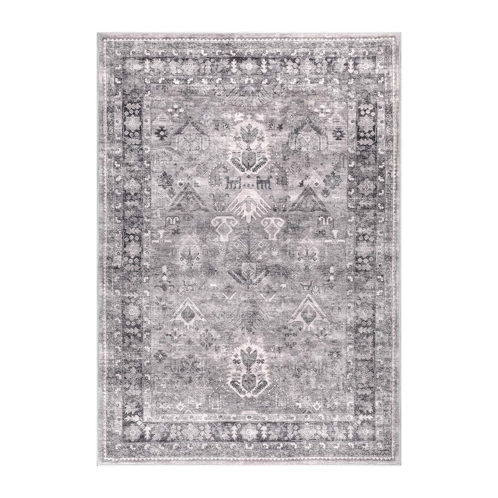 HEBE Washable Area Rug 3x5 Entry Rug Soft Distressed Area Rugs Non Slip Indoor Door Mat Boho Rug Oriental Accent Throw Rug Floor Carpet for Bedroom Kitchen Entryway Bathroom