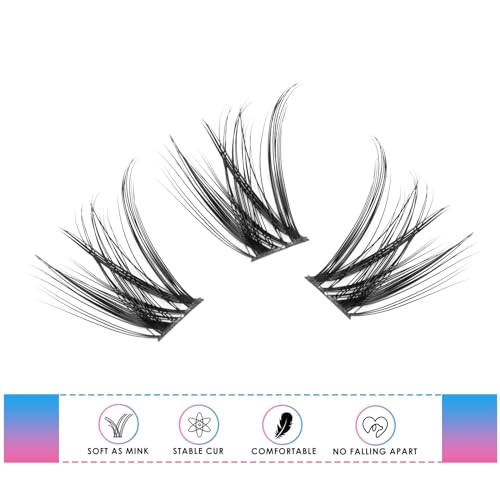 LANKIZ DIY lash Extensions Wispy, Lash Clusters Individual Lash Extensions,168 Clusters C+ D Mix Curl, Soft & Lightweight 10-16mm Mix Resuale Wide Band+Mix Style Cluster Lashes (Classic C/D)
