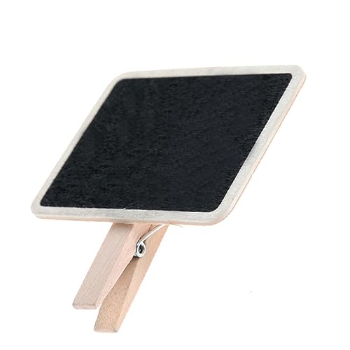KADBLE Mini Wood Chalkboard Blackboard Clips Message Board Tag Photo Price Signs for Memo,Note Taking,Food Label,Wedding Table Number Place Card, Set of 30 (Rectangle Shape)