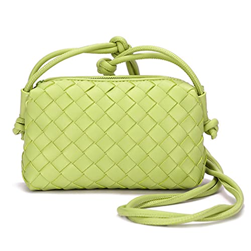 Woven Crossbody Bags for WomenďźFashion Leather Lightweight Handbags Shoulder Bag Phone Wallet Purse Stylish Ladies Messenger BagsďźLime Green