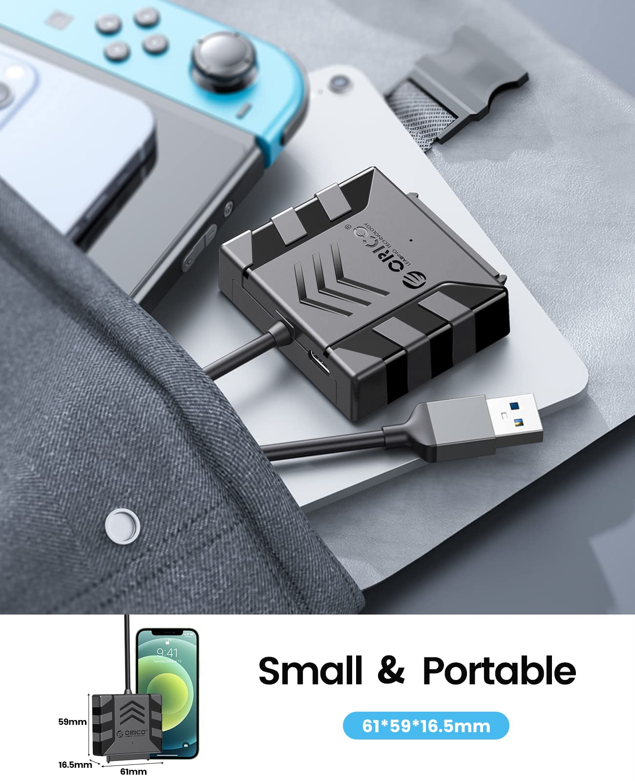 ORICO 2.5inch Hard Drive Enclosure SATA to USB Cable, USB 3.0 to SATA III Cable for 2.5 inch HDD/SSD Hard Drive Support UASP with 2.5'' Silicone Case(S1-3AB-05)