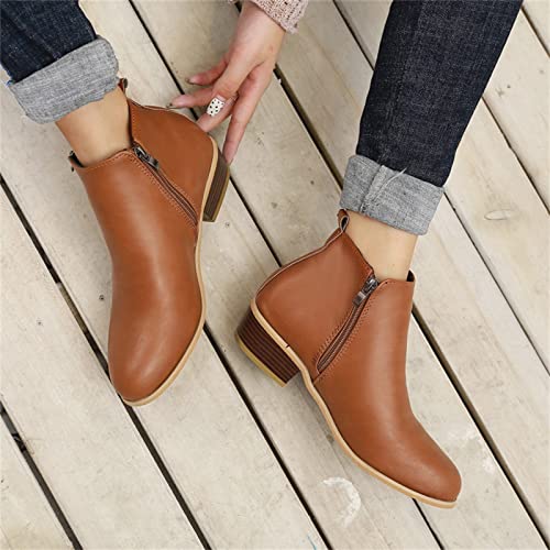 Lovely Nursling Womens Fashion Boots Low Heel Womens Ankle Booties Sexy Boots Side Zip Leopard Anti-Slip Womens Short Platform Booties