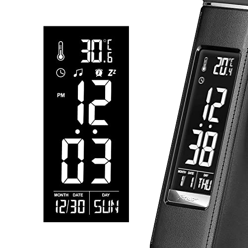 LED Desk Lamp Flexible Gooseneck with Clock Calendar and Temperature,Office Gift Ideas,Touch Dimmable Table Lamp with 3 Levels Brightness,Modern Light for Home Office and Dorm-Black (YF-U2)
