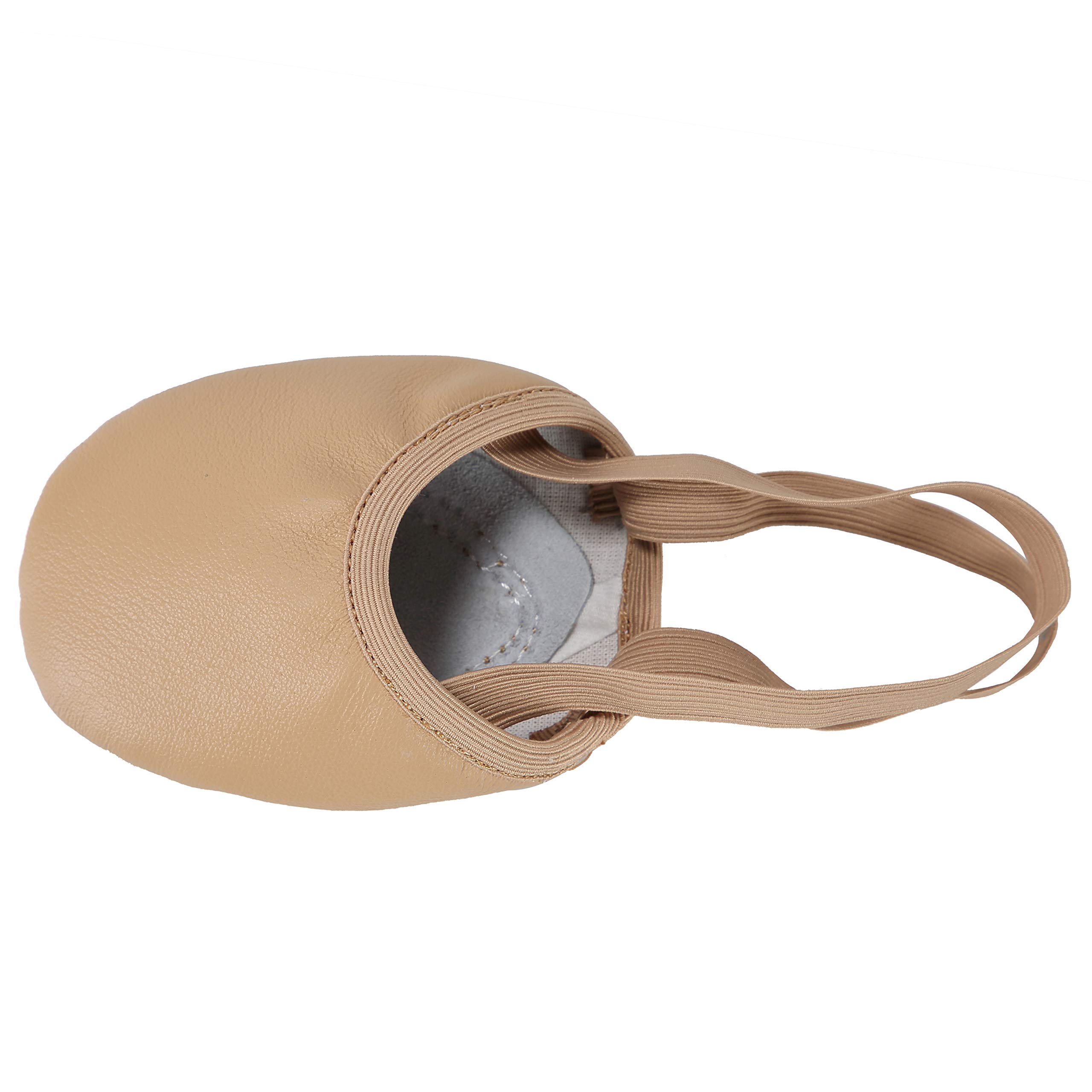 Linodes Leather Contemporary Pirouette Lyrical Half Sole Jazz Ballet Dance Shoe Turning Shoes for Women and Girls-Tan-S