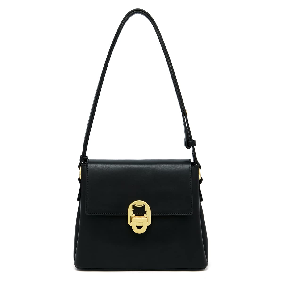Leather Hobo Handbags for Women, Ladies Shoulder Messenger Bags with Adjustable Shoulder Strap (Black)