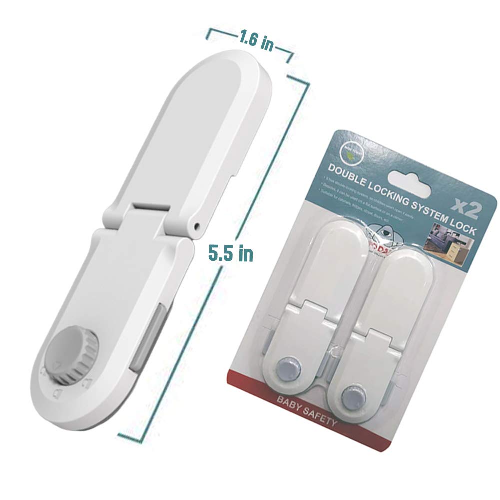 Improved Child Safety Cabinet Locks (2 Pack) - Baby Proofing Oven Door Lock for Drawers, Cupboard, Oven, Fridge, Toilet Seat and More - No Drilling Needed - 3M Adhesive