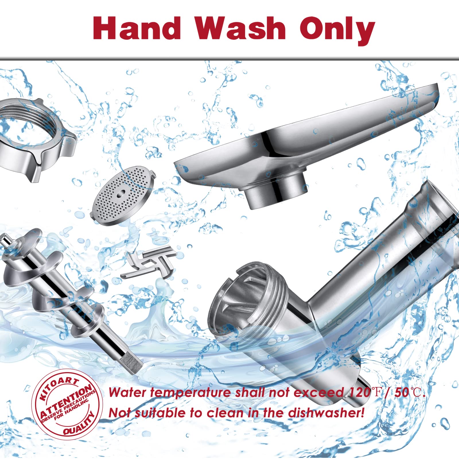 Metal Food Grinder Attachments for KitchenAid Stand Mixers, Meat Grinder, Sausage Stuffer, Durable Perfect Attachment for KitchenAid Mixers, Silver(Machine/Mixer Not Included)