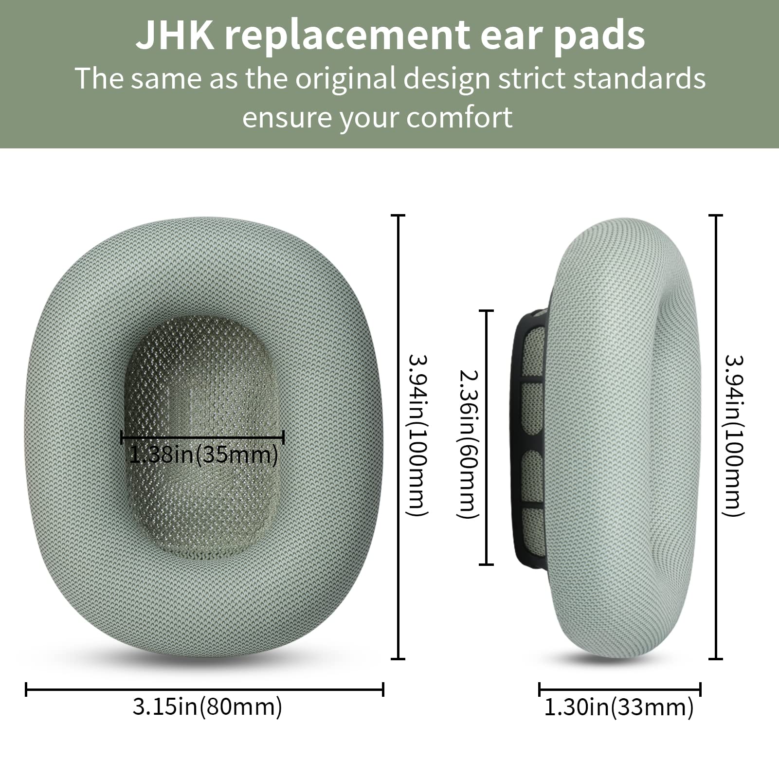 JHK for AirPods Max Ear Cushions Replacement Ear Pad Covers Airpod Pro Max Ear Cushions, Replacement Cat Ears Silicone Headband Airpod Max Accessories Gift: A Pair of Dustproof Knitted Covers (Green)
