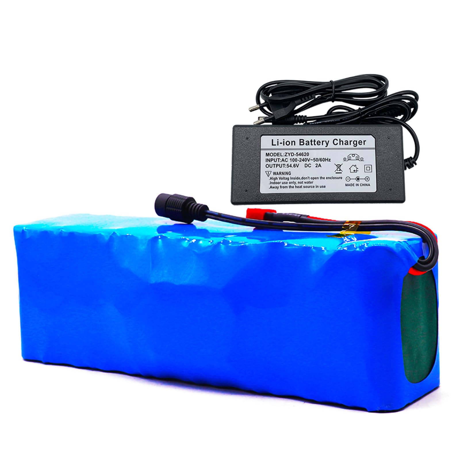 HefddEHY 48V 14000Mah Lithium-Ion Battery Pack,Built in 20A BMS,with T Connector + 54.6V 2A Charge,for 250W- 1000W E-Bike Electric Bicycle Scooter